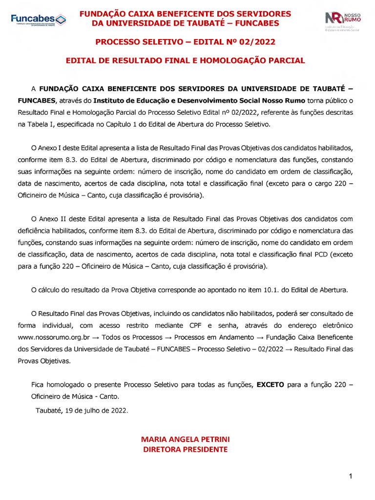 Resultado Final e Homologacao Ed02 2022 | PDF