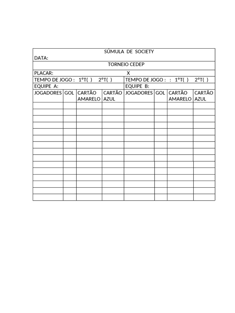 Sumula de Futsal | PDF