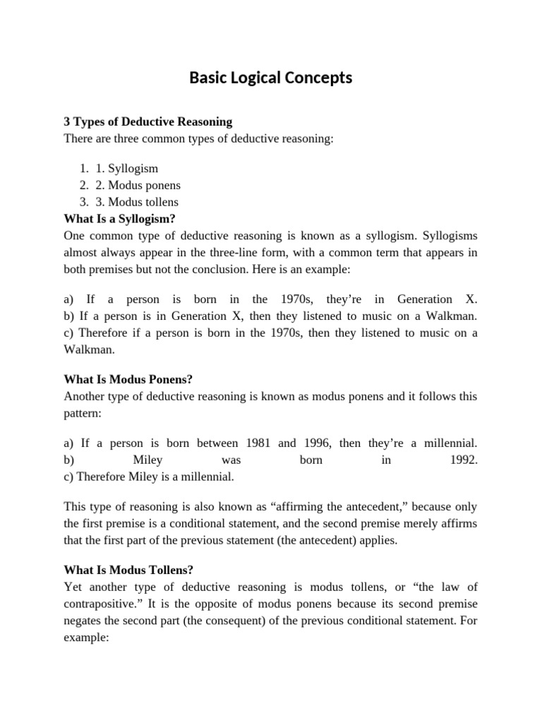 Basic Logical Comcepts | PDF