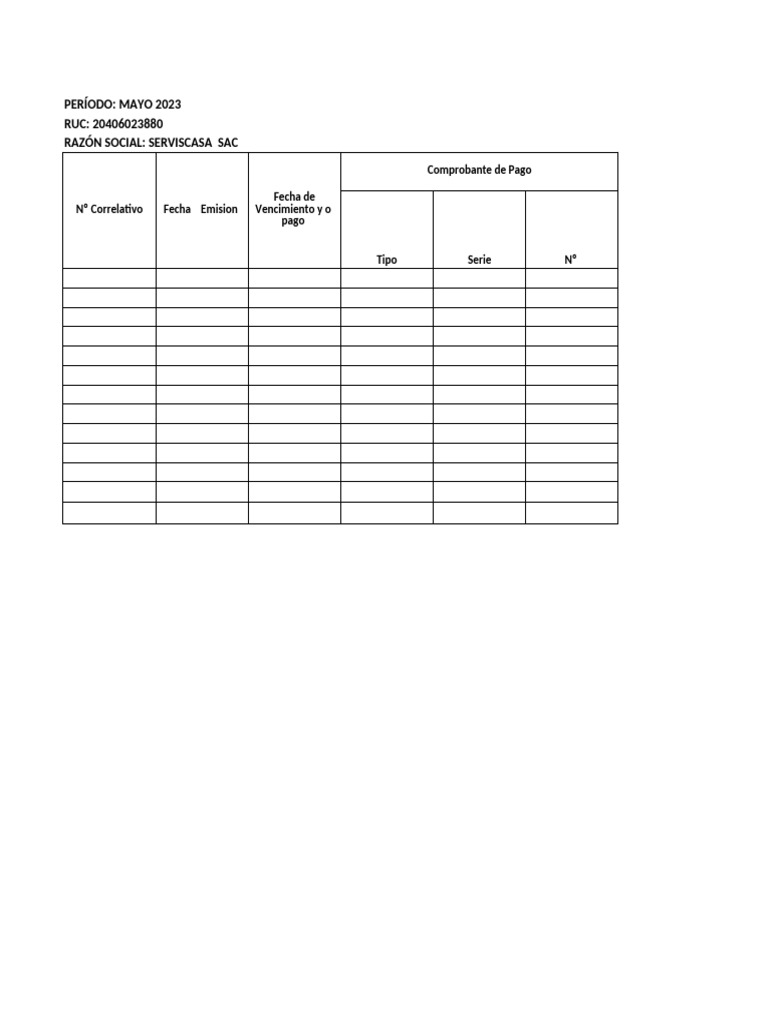 Formato Registro de Compras 8.1 | PDF