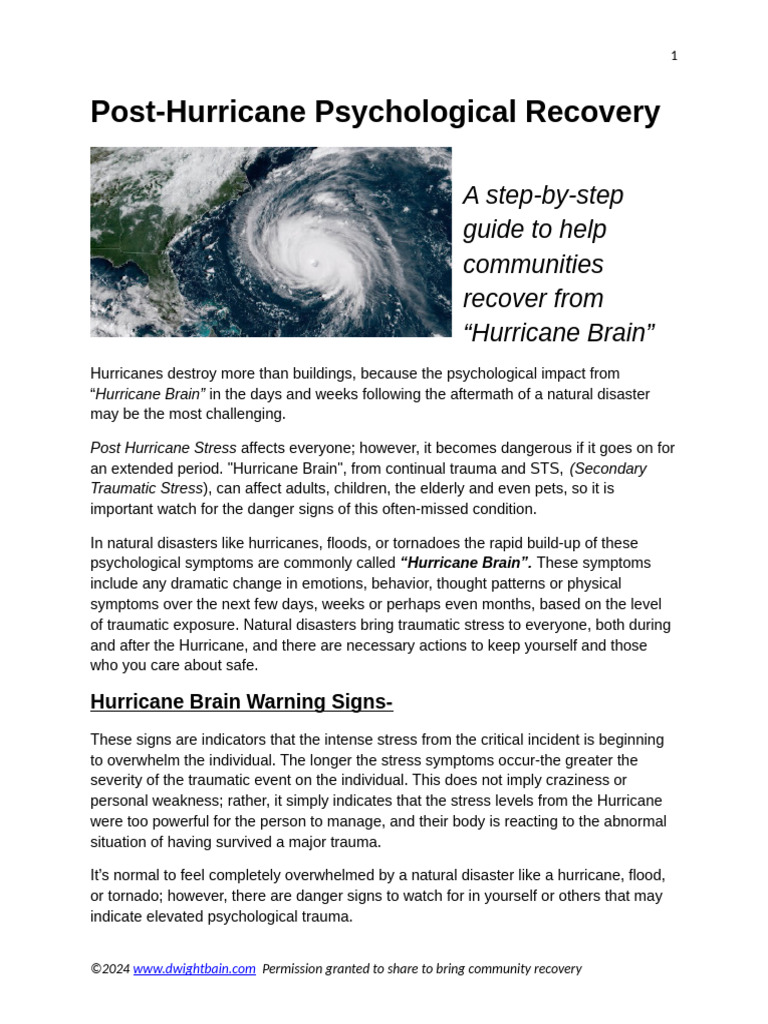 Psychological Recovery Guide For Hurricane Brain From Traumatic Stress ...