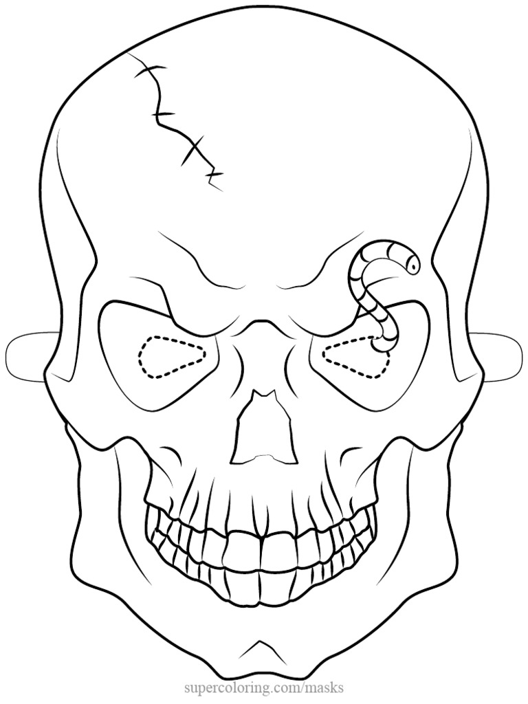 Halloween Skull Mask Outline Paper Craft | PDF