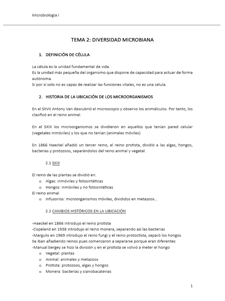 Wuolah Free TEMA 2 Diversidad Microbiana Gulag Free | PDF