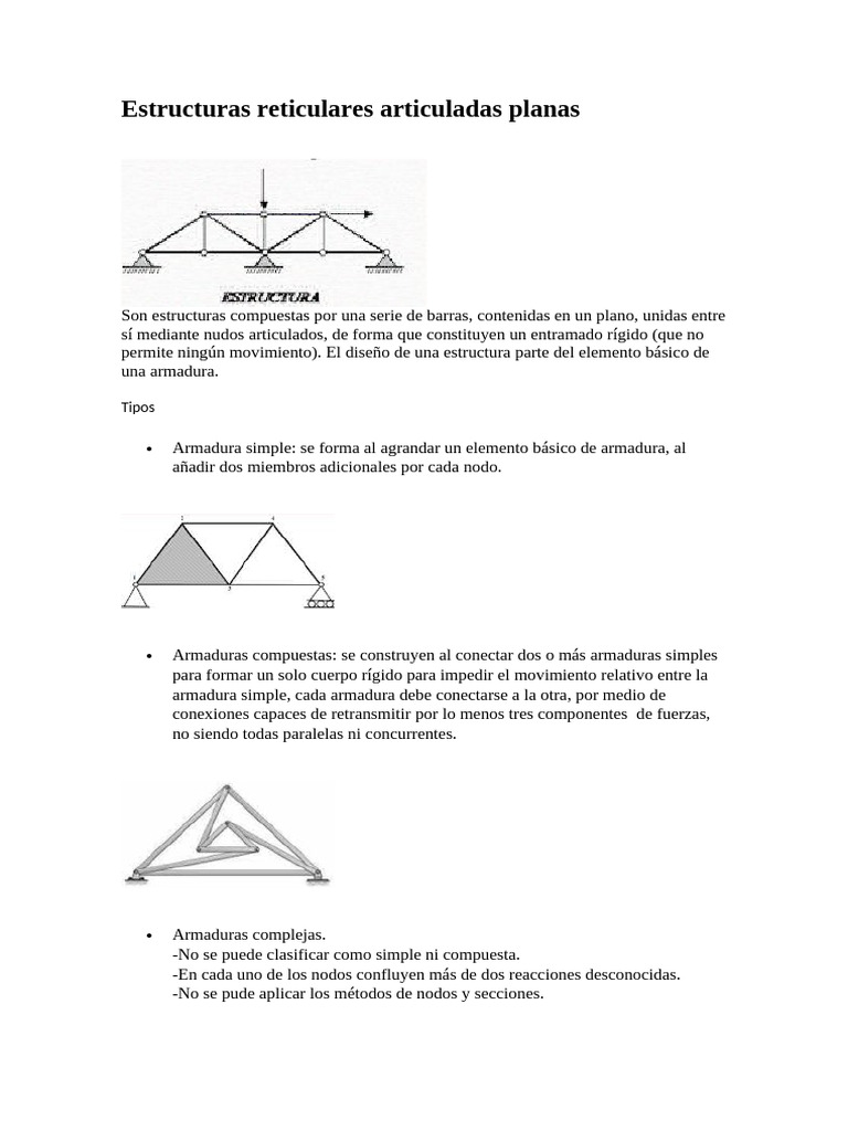 Estructuras Reticulares Articuladas Planas | PDF