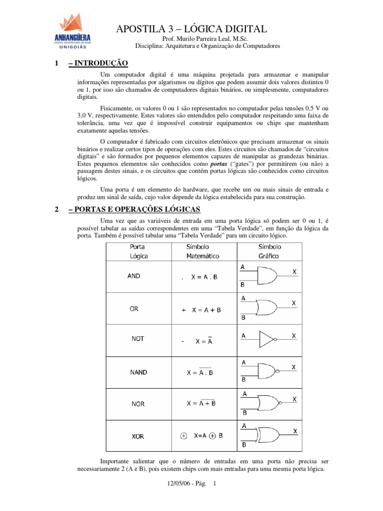 Apostila Álgebra Booleana Exercicios Resolvidos | PDF | Rede Elétrica ...