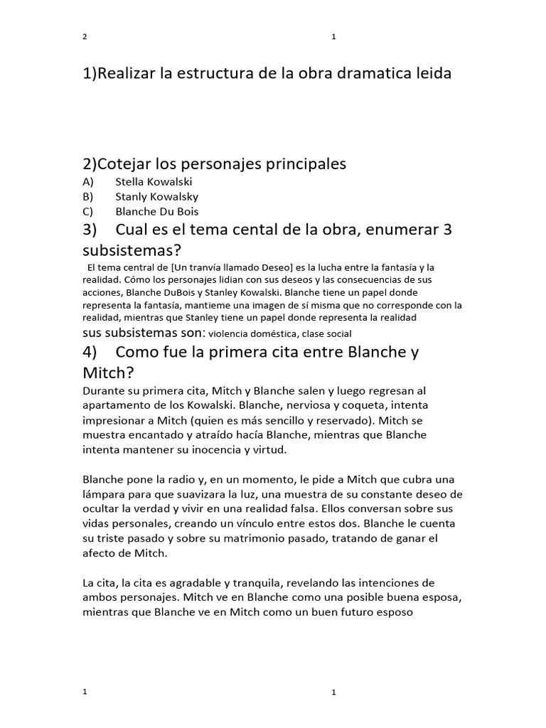 1) Realizar La Estructura de La Obra Dramatica Leida | PDF | Ficción ...