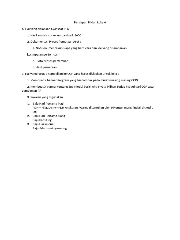 Persiapan PI Dan Loka 6 | PDF