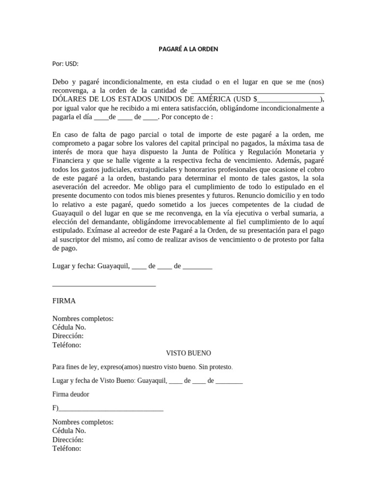 Pagaré A La Orden | PDF