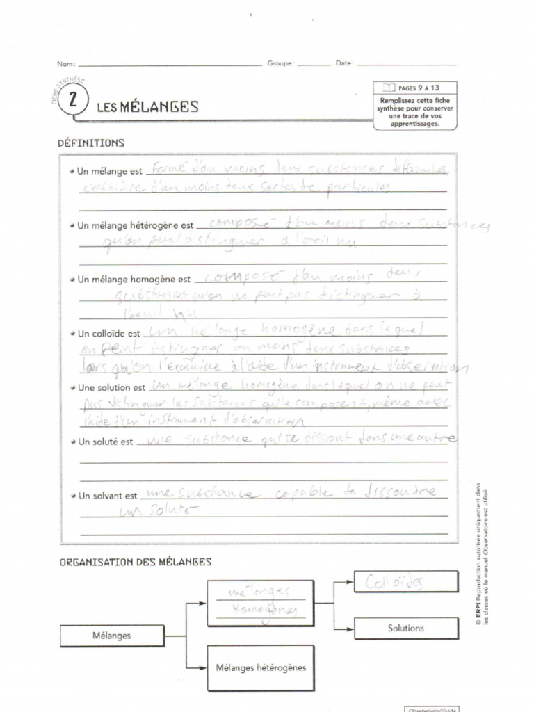 Science Sec3 Fiche de Révision 2 | PDF