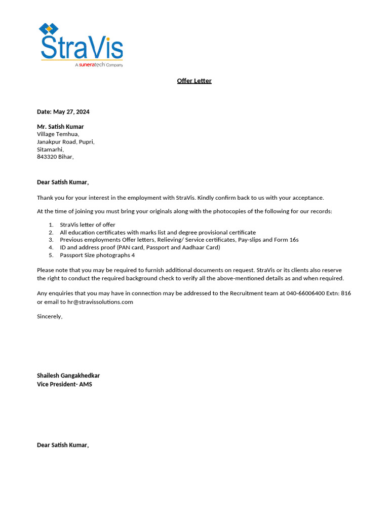Offer Letter | PDF