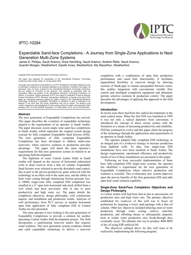 IPTC-10284-SPE Aramco ESS | PDF | Petroleum Reservoir | Casing (Borehole)