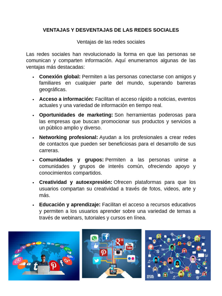 Ventajas y Desventajas de Las Redes Sociales | PDF
