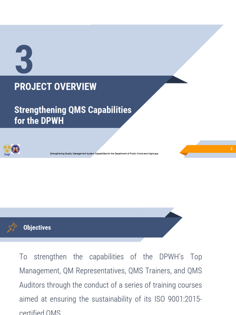 Project Overview Strengthening QMS Capabilities For The DPWH | PDF