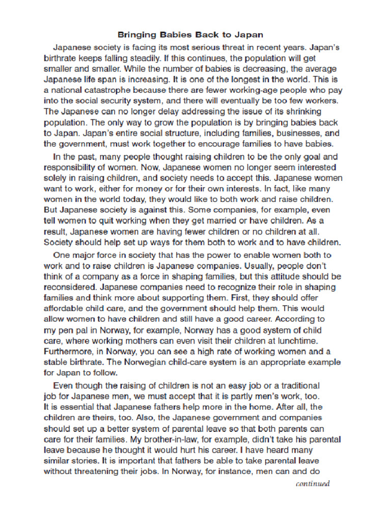 SAMPLE ESSAY Japanese Babies | PDF