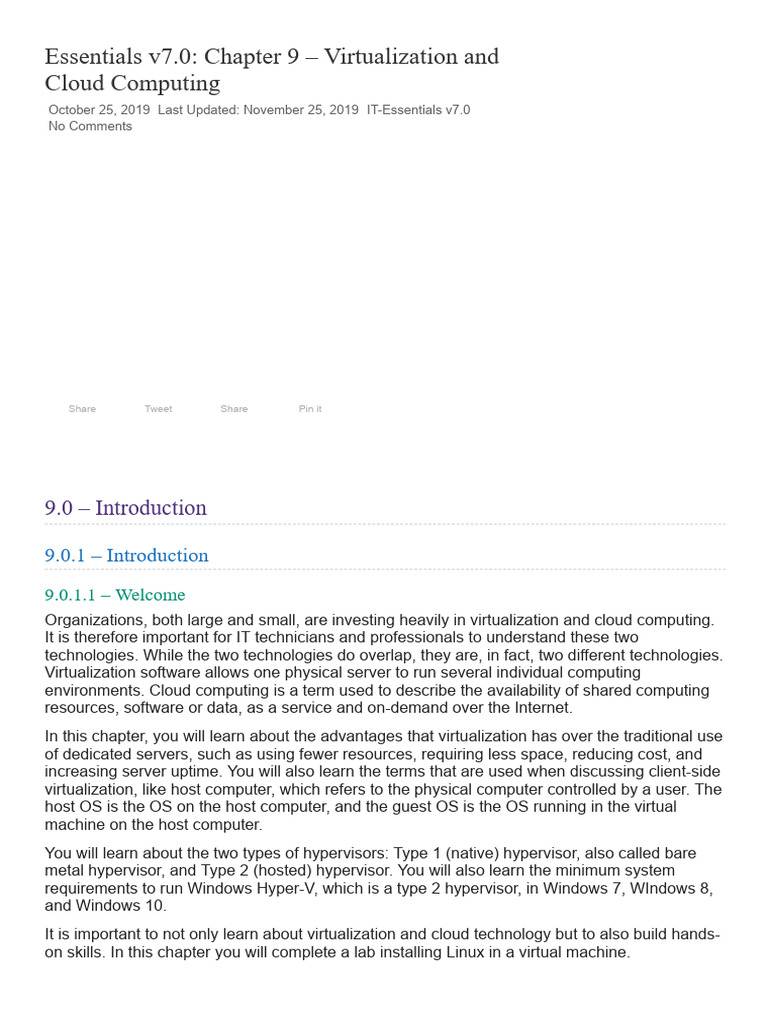 Essentials v7 0 Chapter 9 Virtualization and Cloud Computing | PDF