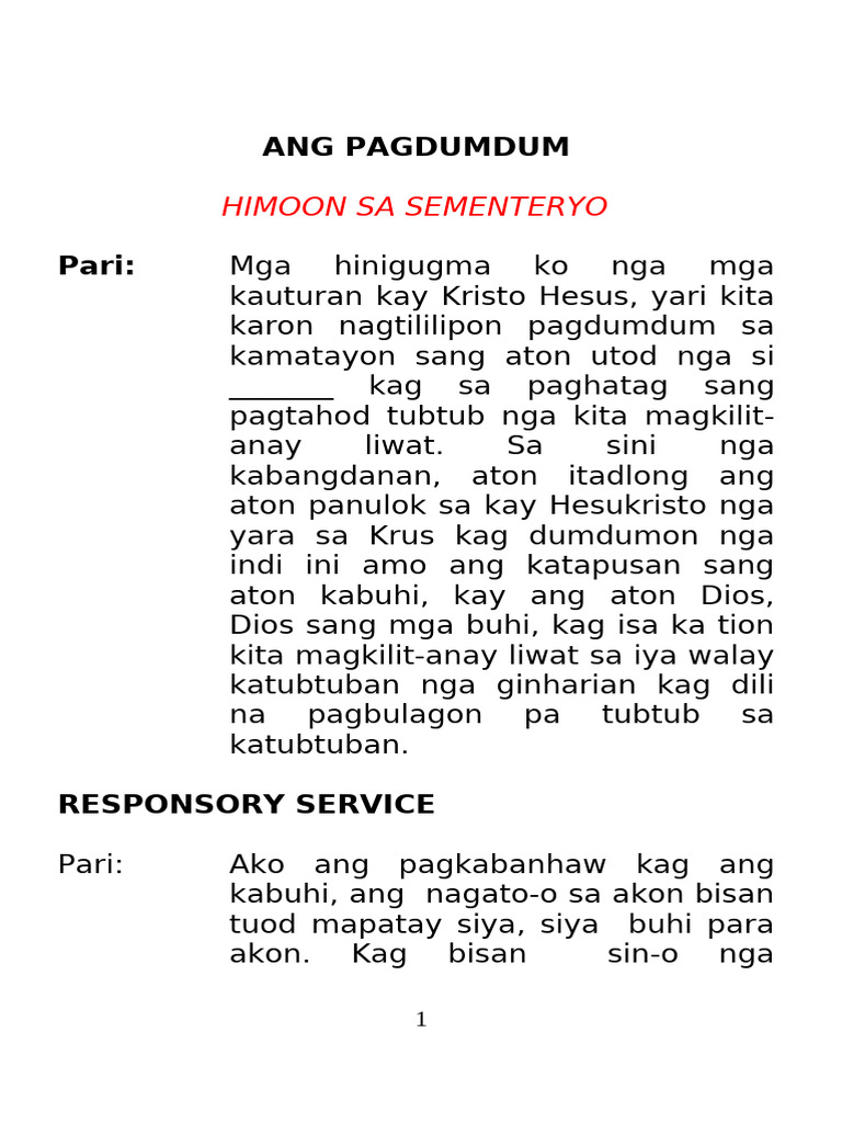Responsory Hiligaynon | PDF