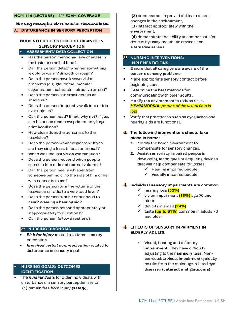 NCM 114 LEC 2nd Exam Coverage | PDF