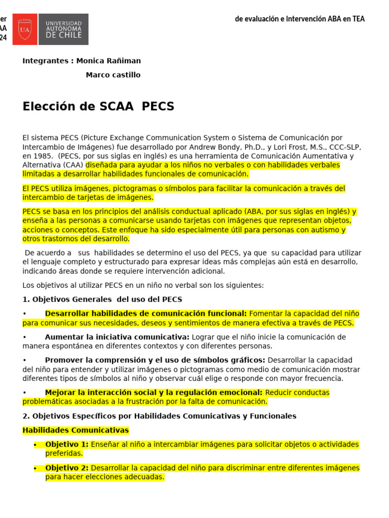 INFORME DE Elección de SCAA PECS | PDF