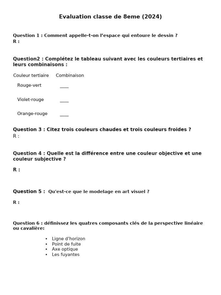 Evaluation Classe de 8eme | PDF