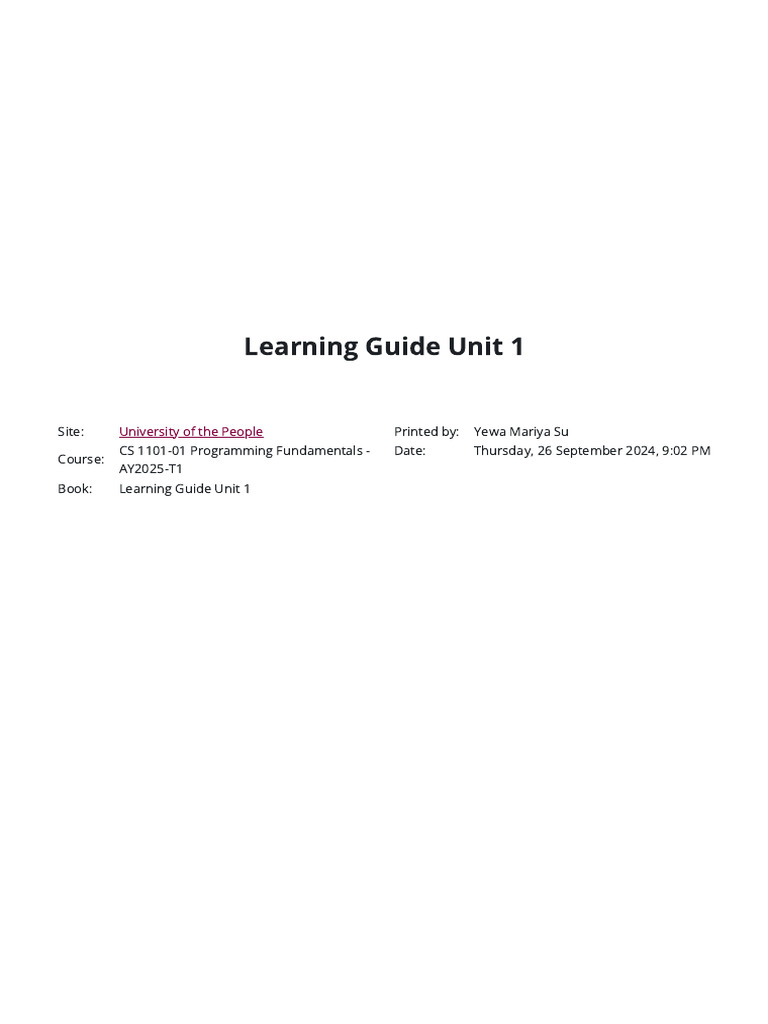 Learning Guide Unit 1 - Home | PDF