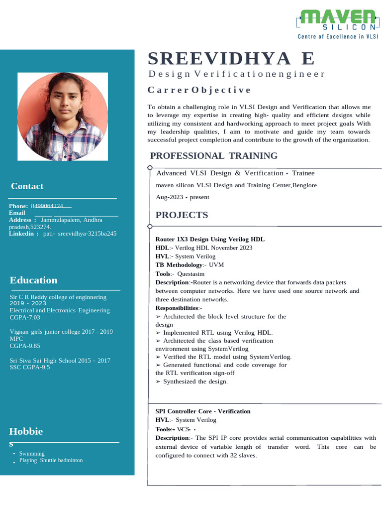 Enikapati Sreevidhya Resume | PDF