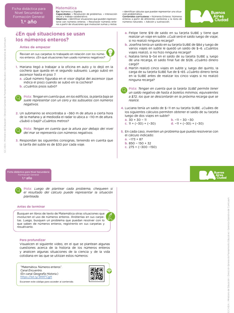 Ficha Nros Enteros | PDF