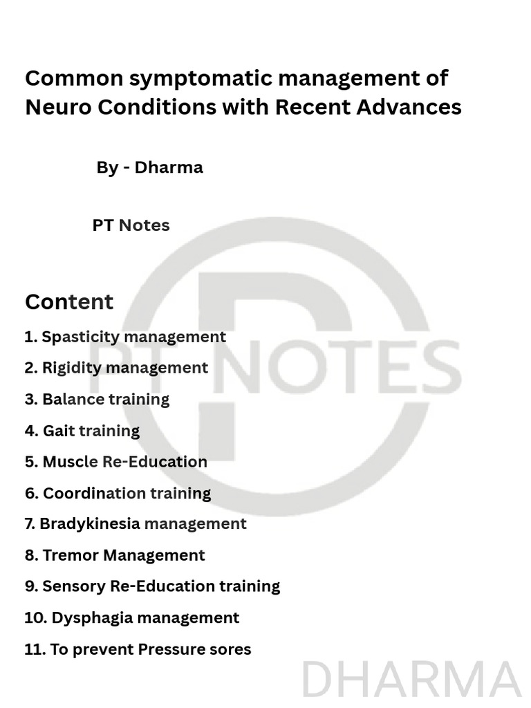 Common Symptomatic Management of Neuro Conditions | PDF