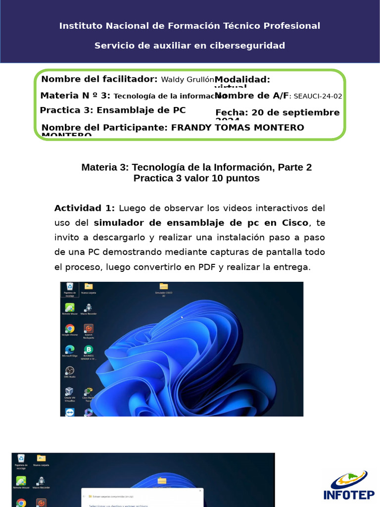 TI parte 2-Practica 3 Ensamblaje de PC | PDF