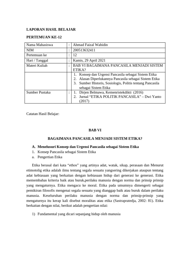 Laporran Hasil Belajar Minggu 1 | PDF