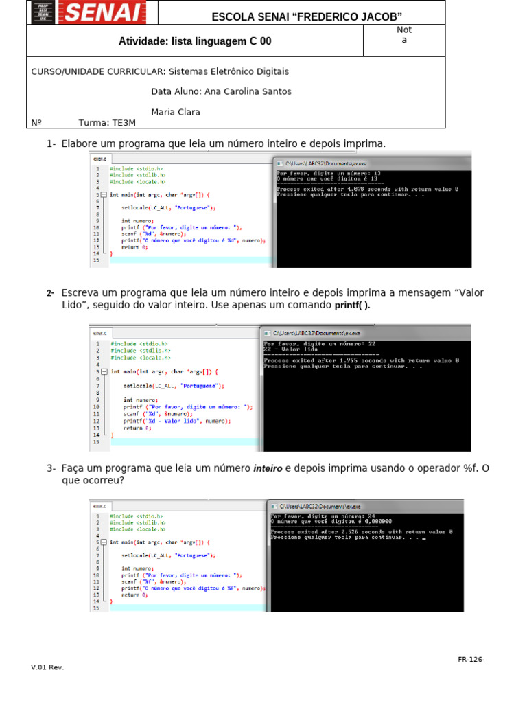 Lista Exercicios | PDF