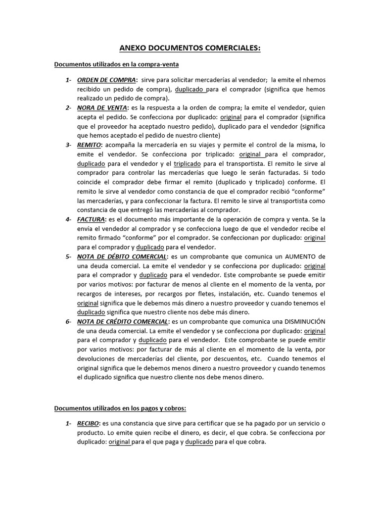 Anexo Documentos Comerciales | PDF