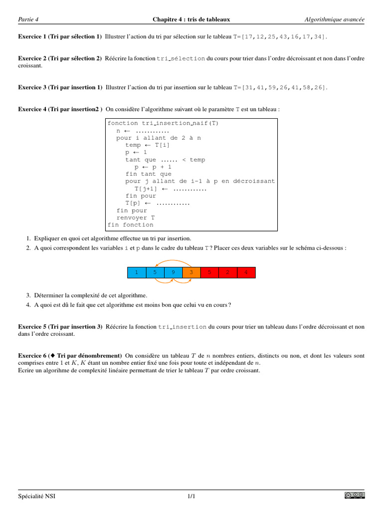 Tris Cours Exercices | PDF