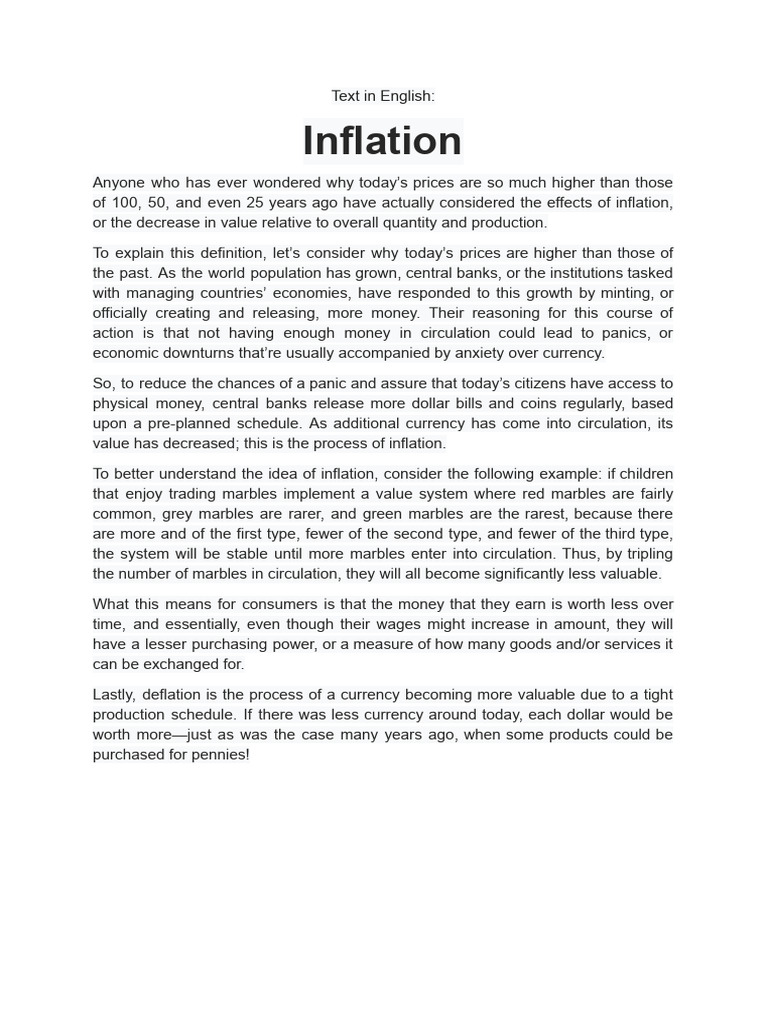 Inflation - Inflación | PDF