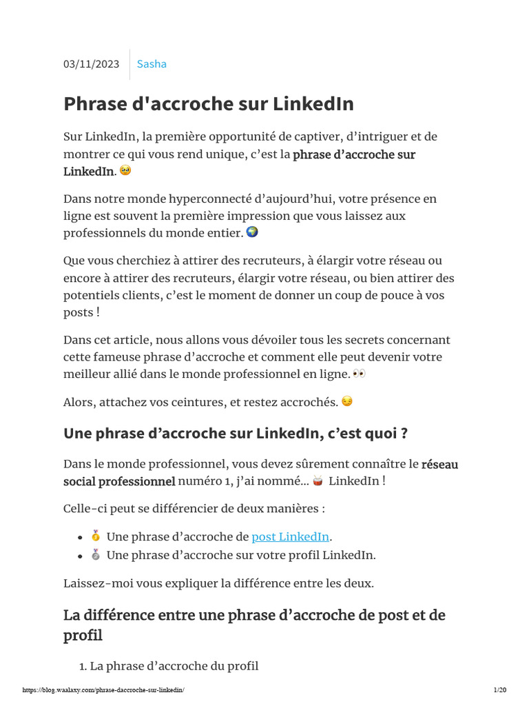Phrase D'accroche Sur LinkedIn - +20 Exemples Ici ! 2024 | PDF