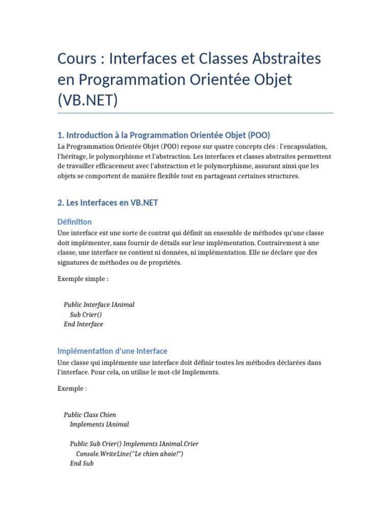 Interfaces Classes Abstraites | PDF
