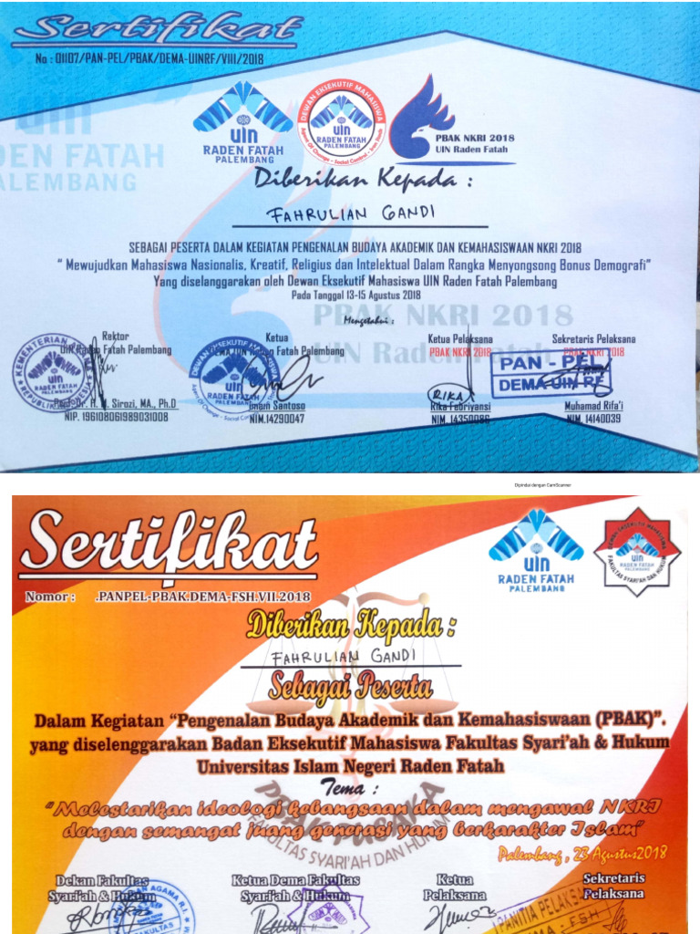 Sertifikat PBAK | PDF