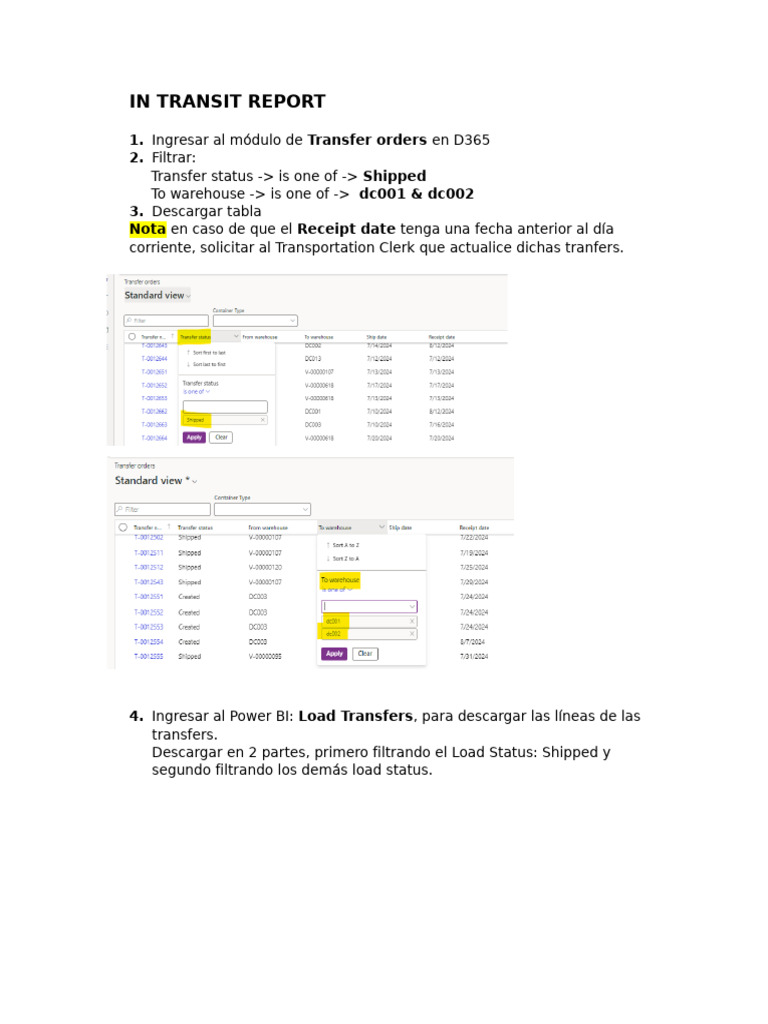In Transit report | PDF