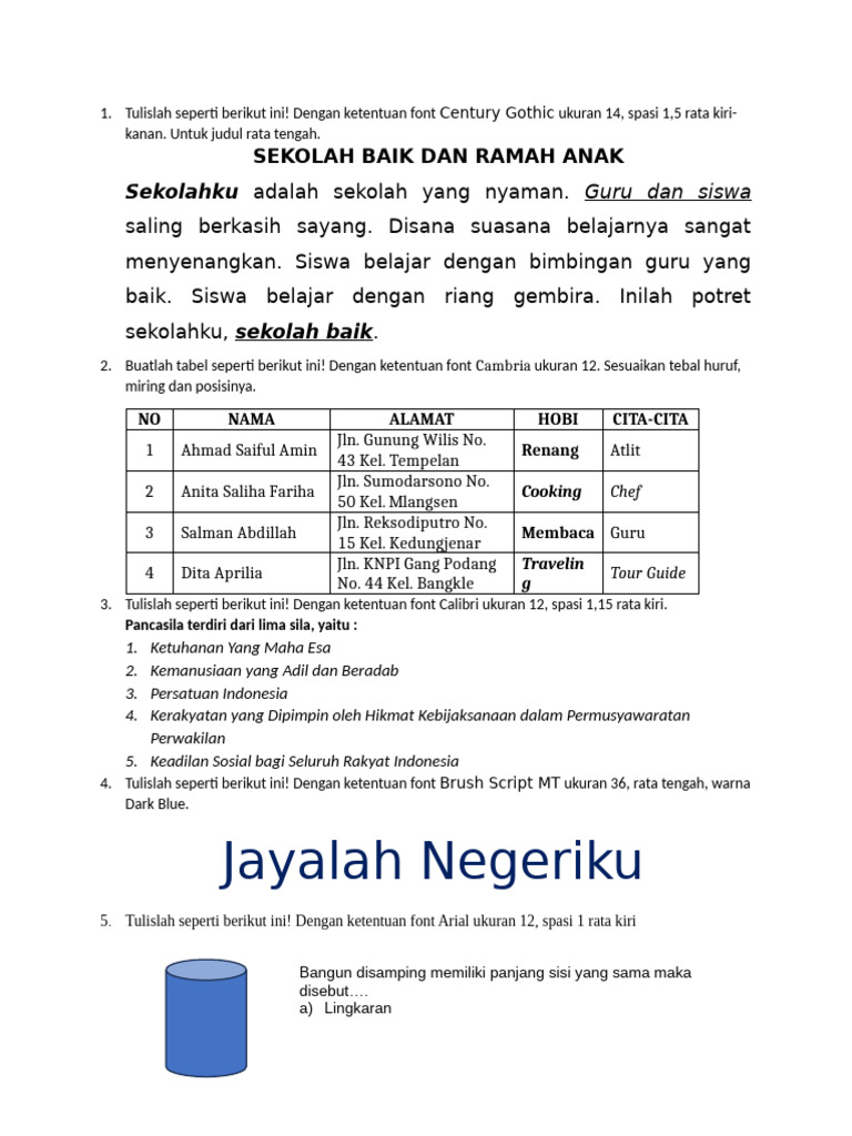 Tes Komputer Paket A Kelas 5 | PDF