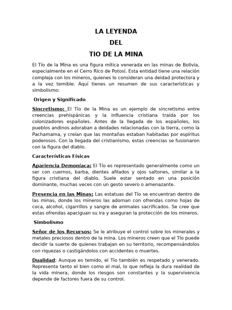 Tio de La Mina | PDF