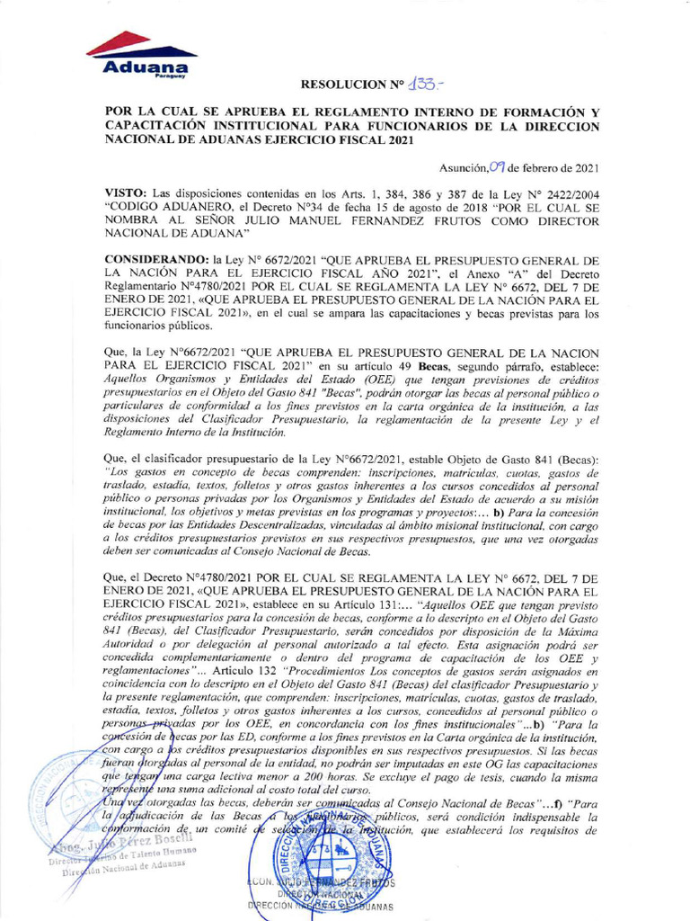 Resoluci - N DNA N 133 21 Reglamento Interno 2021 | PDF