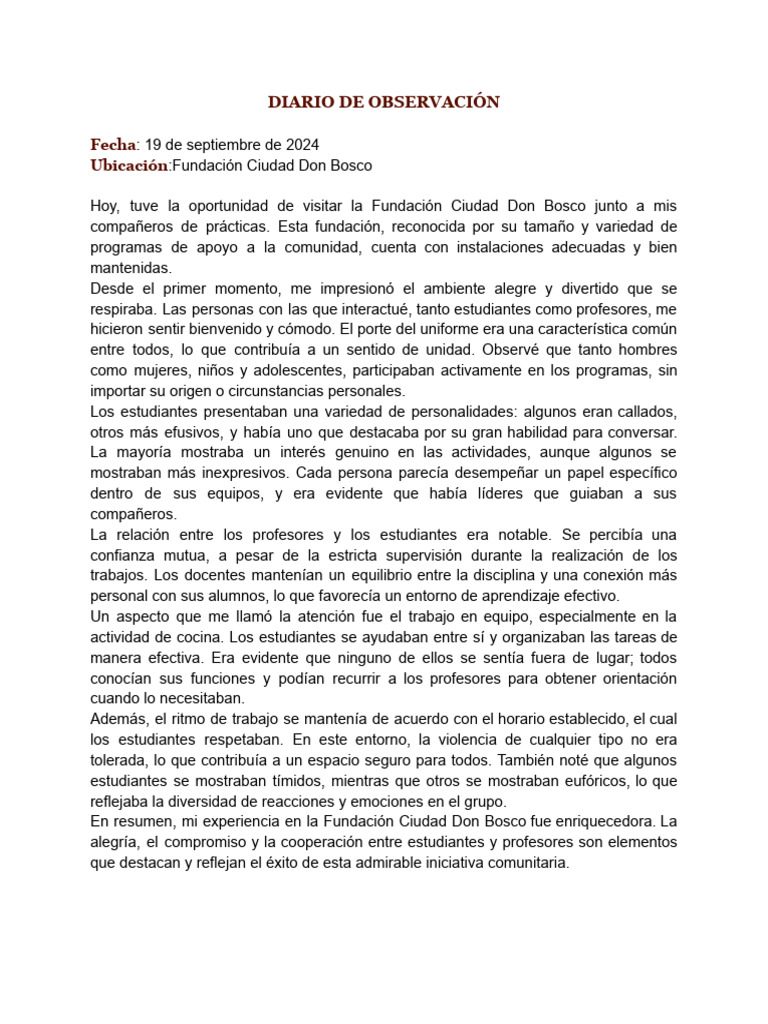 Diario de Observación | PDF