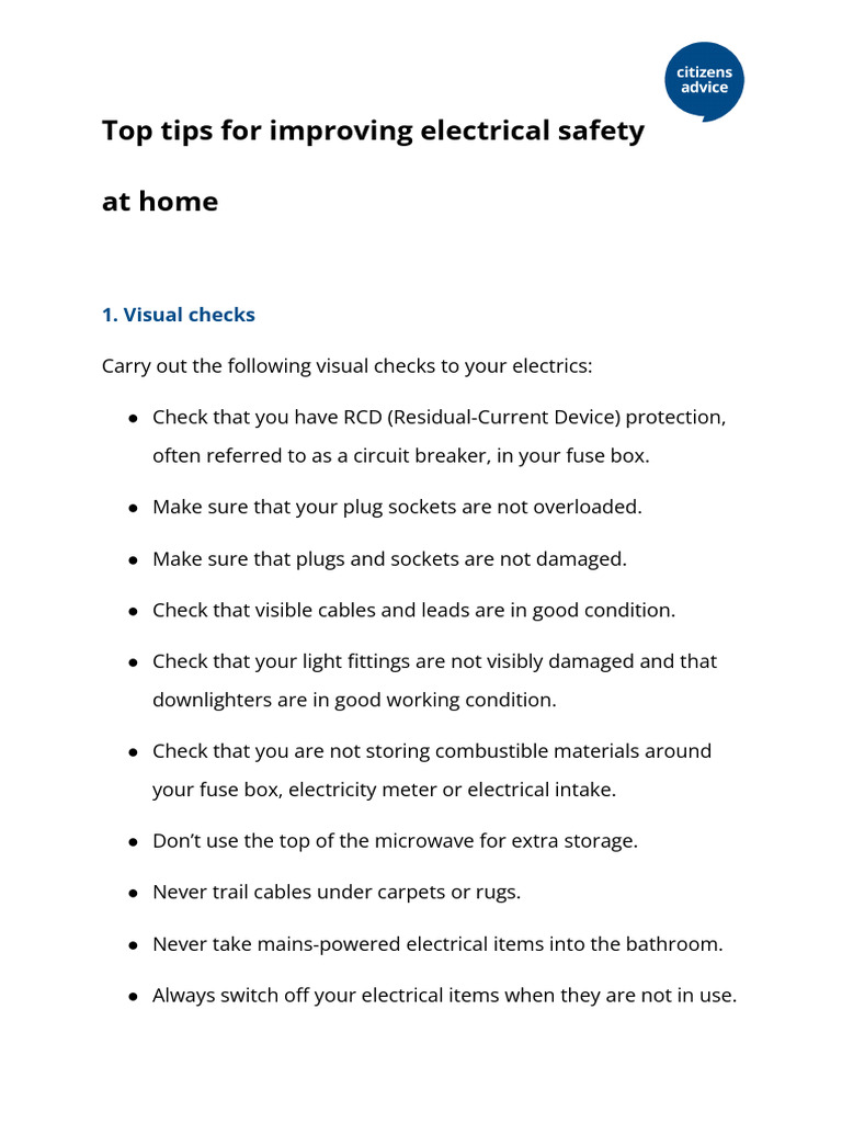Top Tips For Improving Electrical Safety at Home 2023 | PDF