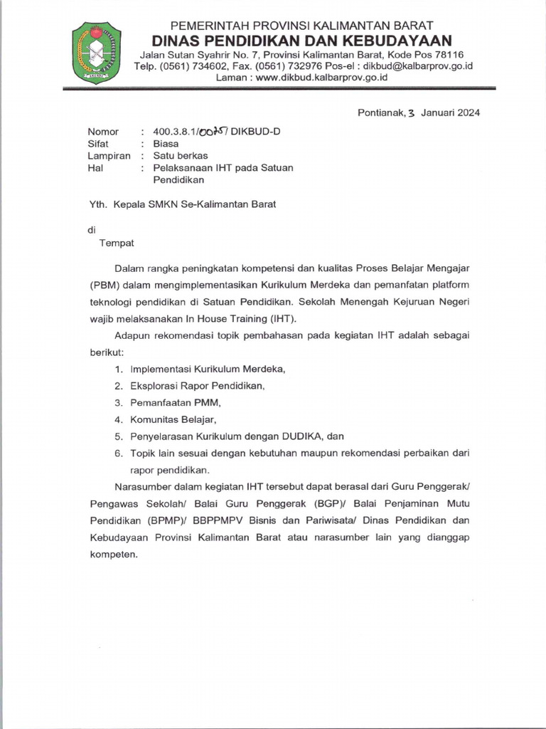 Pelaksanaan Iht 2024 | PDF