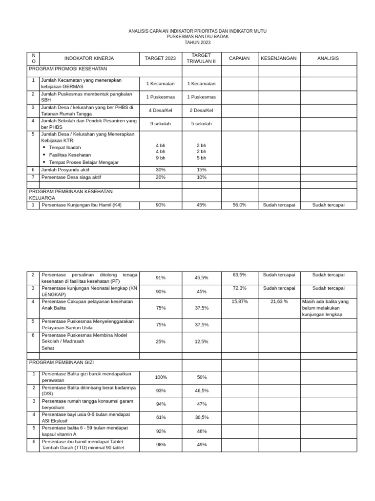 Analisis Capaian Indikator Prioritas Dan Indikator Mutu Ukm-3 | PDF