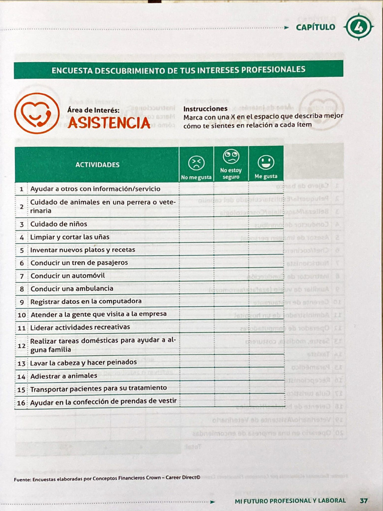 Encuesta Descubriendo Tus Intereses Profesionales | PDF