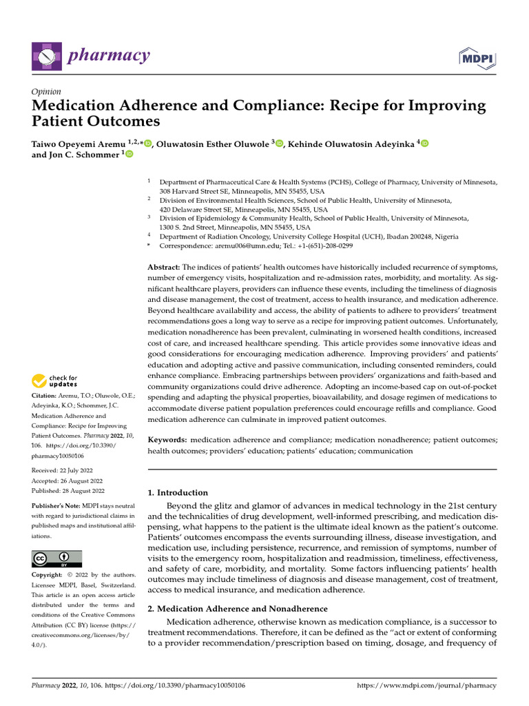 Medication Adherence and Compliance - Recipe For Improving Patient ...
