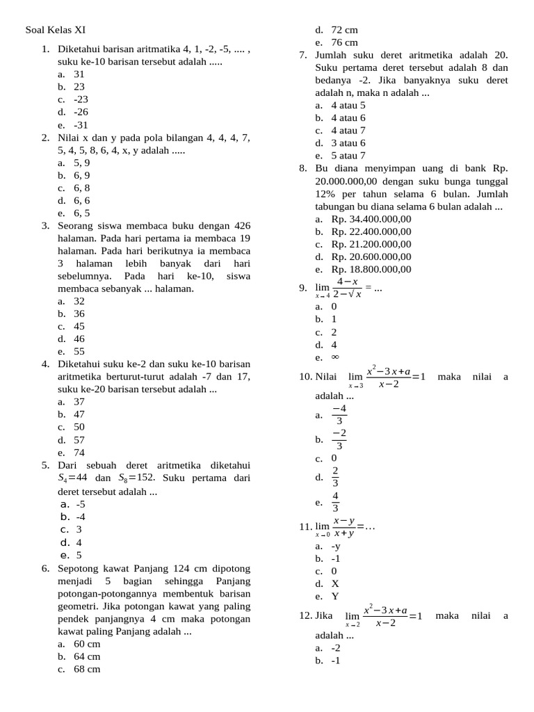 Soal Uas Kelas XI Dan X | PDF