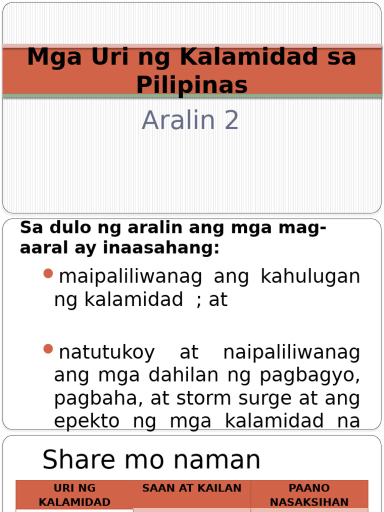 Mga Uri NG Kalamidad Sa Pilipinas | PDF