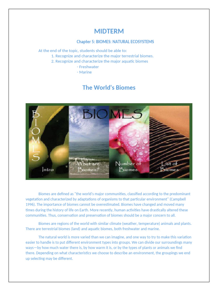 Midterm Biomes 2 | PDF