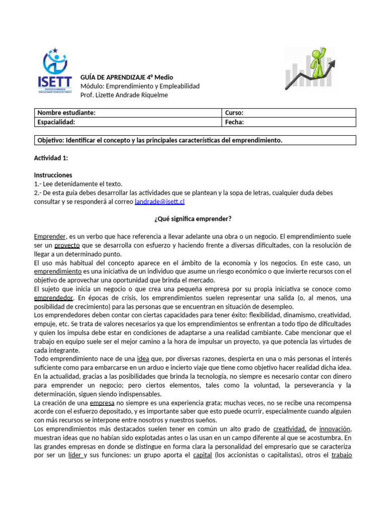 Guia-N°1-emprendimiento-cuartos-medios-2021 | PDF